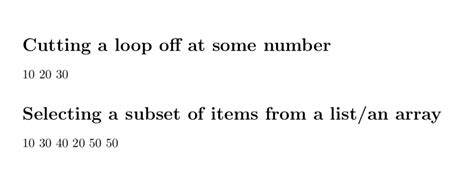 Loops Iterate Over Part Of A List TeX LaTeX Stack Exchange