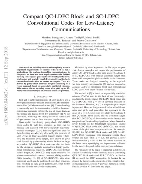 pdf compact qc ldpc block and sc ldpc convolutional codes for low