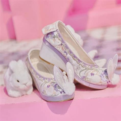 Vintage Cute Bunny Fuzzy Ball Platform High Heels Shoes Platform High