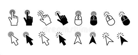 Mouse Click Cursor Icon Set Hand Finger And Arrow Cursor Pointer