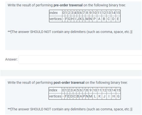 Solved Write The Result Of Performing Pre Order Traversal On