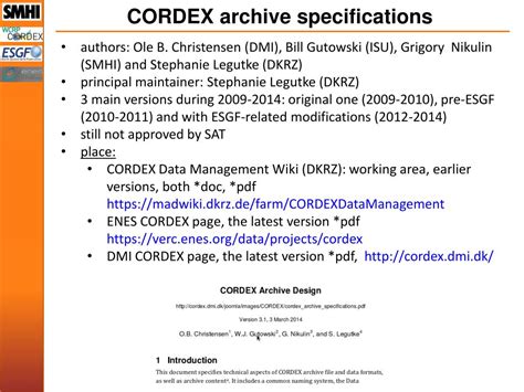 Ppt Cordex Archiving Documentation Tou Archives Esgf Powerpoint