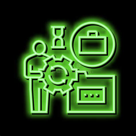 Businessman Work Optimize Neon Glow Icon Illustration Stock Vector
