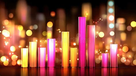 Illuminated Bar Chart Colorful Data Visualization With Dramatic Lighting Effects For Business