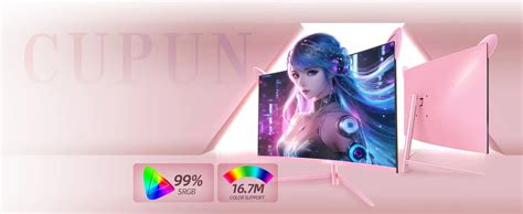Amazon Com CUNPU Pink Computer Monitor 27 Inch 1440p 165Hz Supports 144Hz Kawaii Gaming