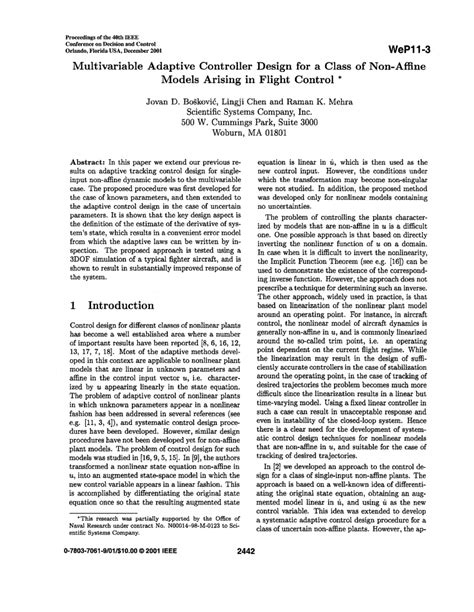 Pdf Multivariable Adaptive Controller Design For A Class Of Non