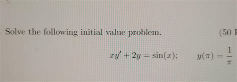 solved solve the following initial value