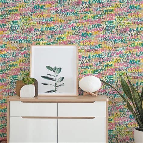 Cep50122w Indio Pastel Love Scribble Wallpaper