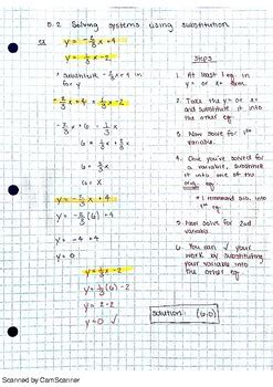 Notes Solving Systems Of Equations Using Substitution By Samantha Caesar