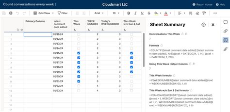 Count Conversations Every Week Smartsheet Community