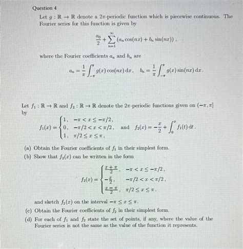 Solved Let g RR denote a π periodic function which is Chegg com