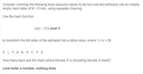 Solved Consider Inserting The Following Keys Assume Values Chegg