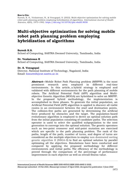 pdf multi objective optimization for solving mobile robot path