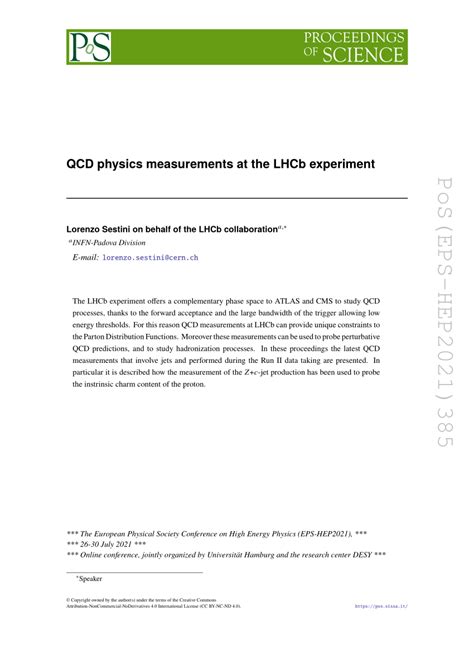 PDF QCD Physics Measurements At The LHCb Experiment