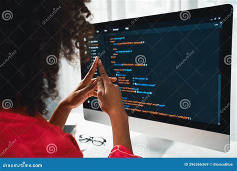 African Americanand X27s Developer Coding Software Project On Screen Tastemaker Stock Image