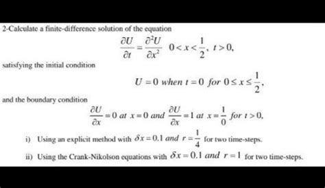 solved 2 calculate a finite difference solution of the