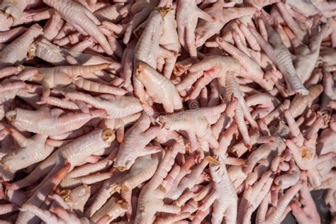 Chicken Feet In A Tray On The Counter In The Store Natural Gelatin