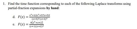 solved 1 find the time function corresponding to each of