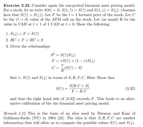 Exercise 3 22 Consider Again The One Period Binomial