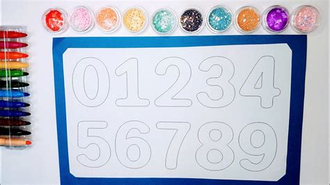 사인펜으로 숫자를 색칠하고 반짝이 뿌려 숫자 꾸미기 Youtube