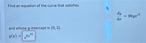 Solved Find An Equation Of The Curve That