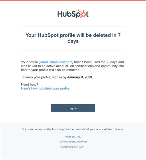 Account Deletion Deactivation Notification Emails Examples