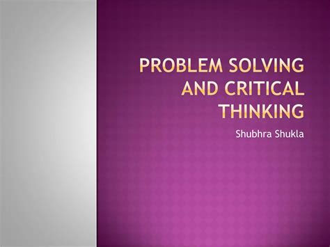 Problem Solving And Critical Thinking PDF