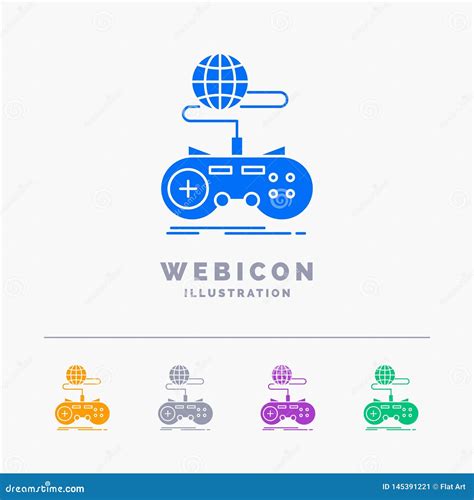 Game Gaming Internet Multiplayer Online 5 Color Glyph Web Icon Template Isolated On White