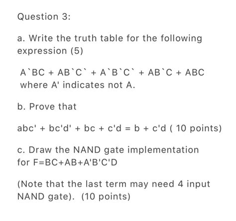 Solved A Write The Truth Table For The Following Expression Chegg