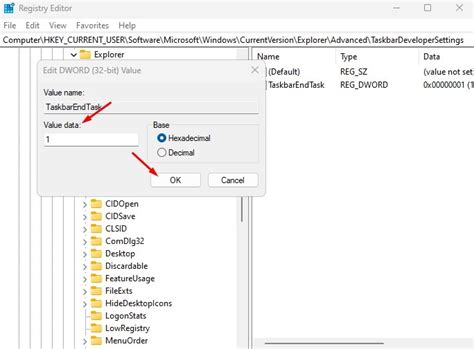 how to enable taskbar end task on windows 11