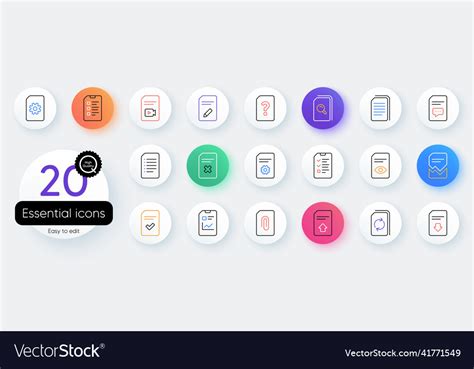 Document Line Icons Report Checklist And Copy Vector Image