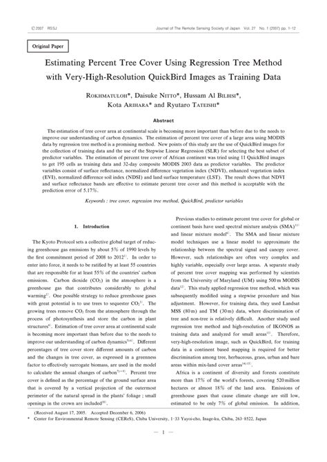 Pdf Estimating Percent Tree Cover Using Regression Tree Method With