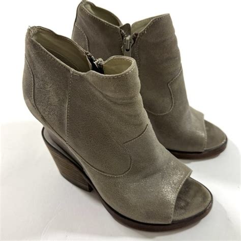 Ash Ros Bis Open Toe Metallic Wedge Ankle Bootie Size 38 Ebay