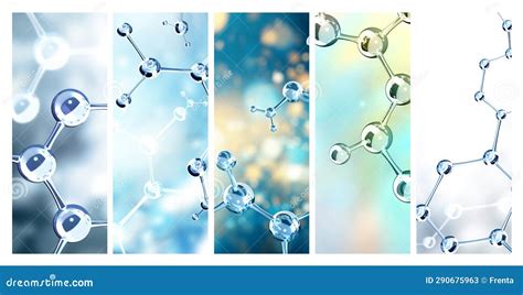 Set Of Vertical Banners With Models Of Abstract Molecular Structure Collection Of Backgrounds