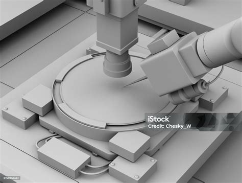 Clay Rendering Of Semiconductor Silicon Wafer Probe Testing Process