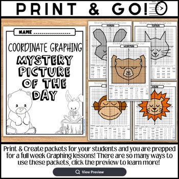 Coordinate Grid Mystery Picture Quadrant 1 And Four Quadrant Graphs