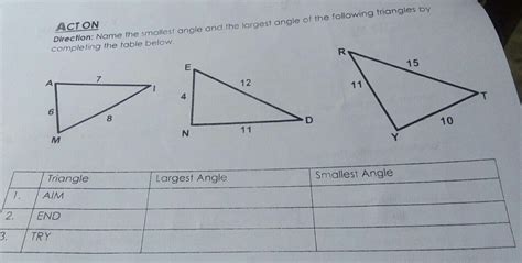 solved direction name the smallest angle and the largest angle of the