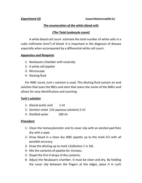 Differential Leukocyte Count Experiment Download Differential Leukocyte Count DLC Practical