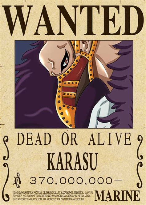 Karasu One Piece Wanted Poster Piecings One Piece Bounties One Piece