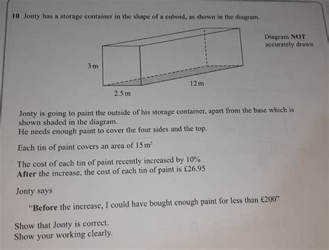 solved 10 jonty has a storage container in the shape of a cuboid as