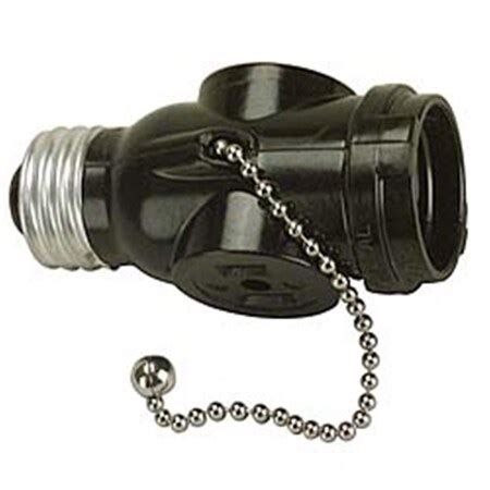 Gorgeousglow Black Outlet Lamp Socket Pull Chain GO Zoro