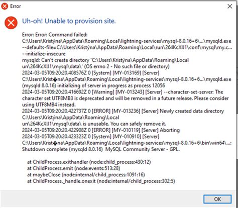 New Project Unable To Provision Site Error Archived Support Local Community