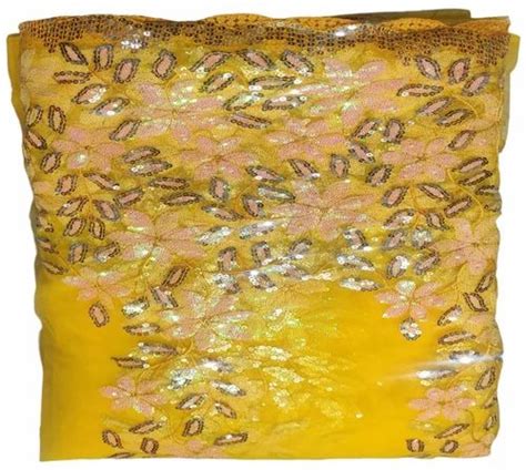 Yellow Sequence Work Net Fabric At Rs 110meter Net Fabrics In Surat