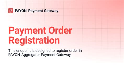 Payment Order Registration Payon Payment Gateway