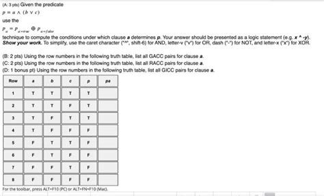 Solved A 3 Pts Given The Predicate Pa∧b∨c Use The