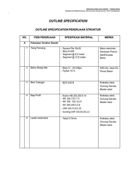 Outline Specification Struktur Pdf