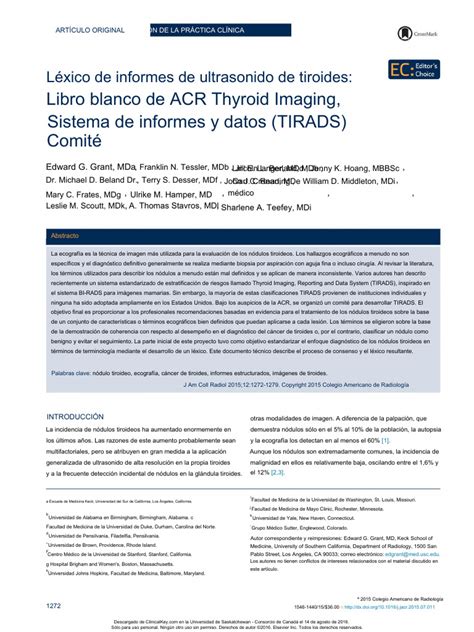 Acr Thyroid Ultrasound Reporting Lexicon Pdf Ultrasonido Médico Cáncer