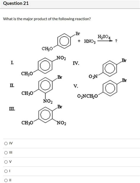 SOLVED: What is the major product of the following reaction? Br H2SO4 HNO3 CH3OH NO2 IV CH3OH Br ...
