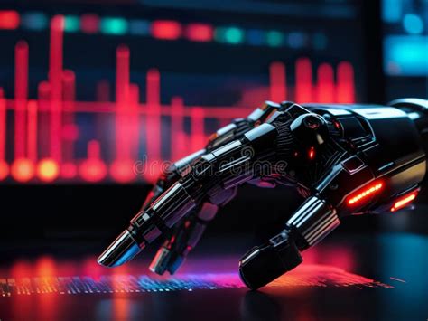 Robot With Artificial Intelligence Shows Graphs And Diagrams Analytics Stock Illustration