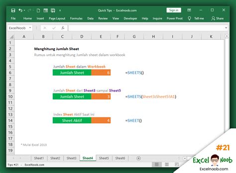 excelnoob tips menghitung jumlah sheet dalam workbook semua tips